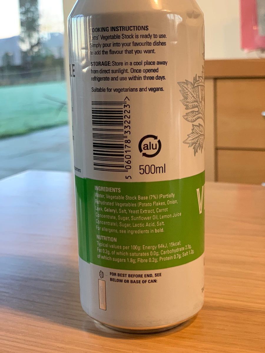 Potts Vegetable Stock 500ml Recyclable Can – Watsons Veggies